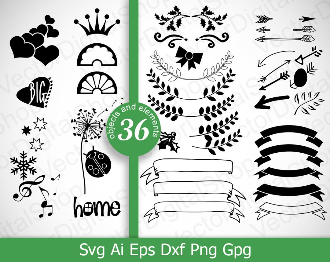 Decorative Elements SVG Bundle, Set of Vector Objects, Design Elements ...