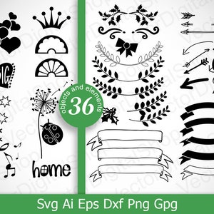 Decorative Elements SVG Bundle Set of Vector Objects Design | Etsy