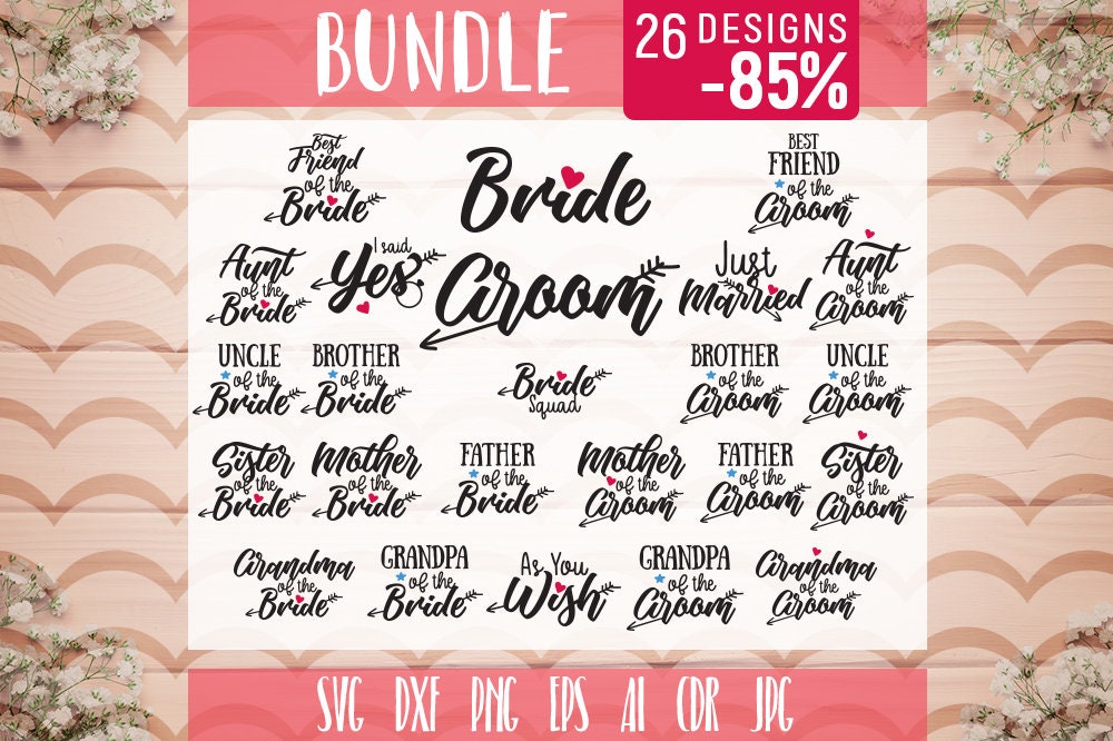 Wedding SVG Bundle Bride Wedding Party Cut File Digital SVG | Etsy