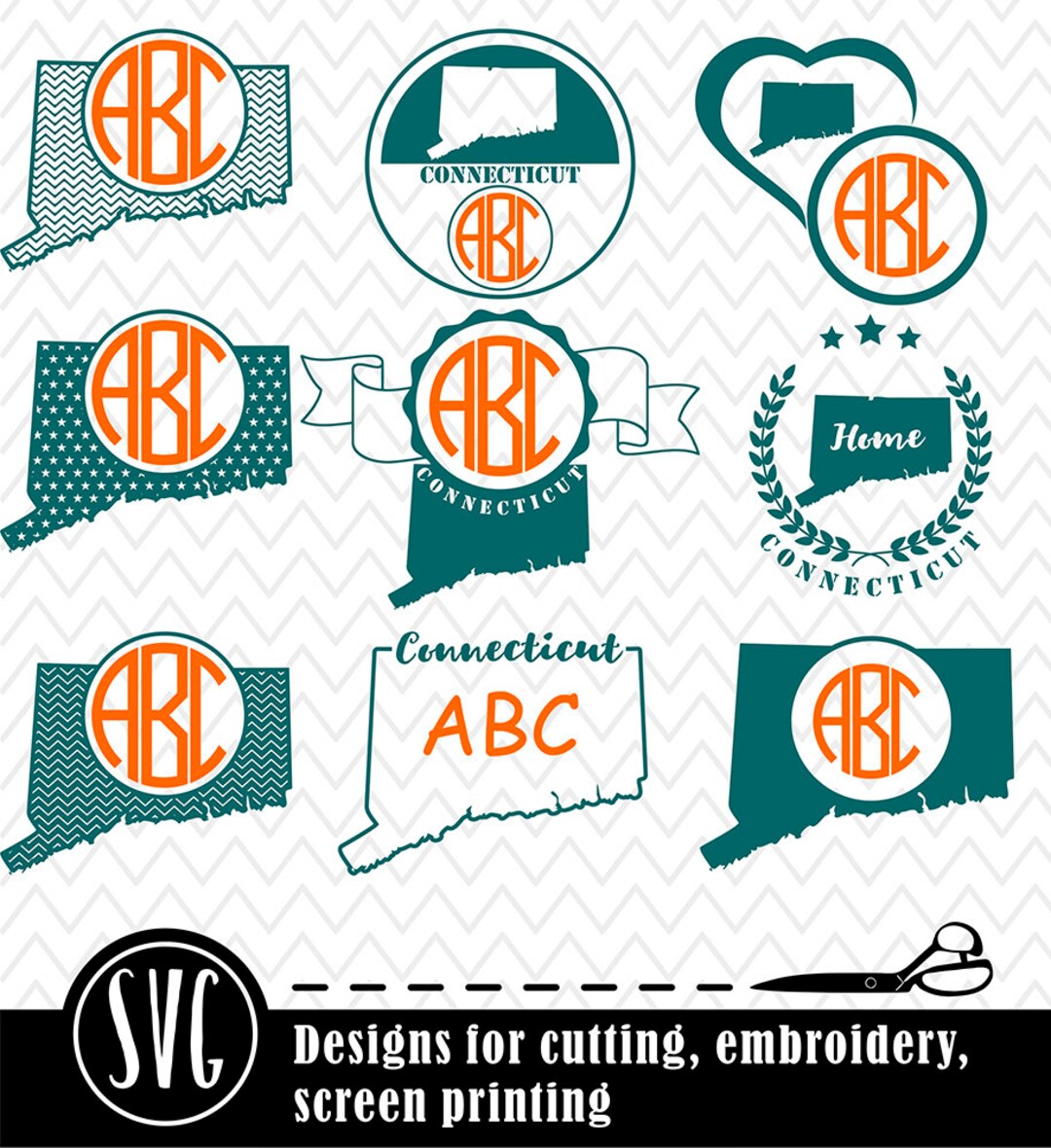 Connecticut State Svg Monograms New England Monogram - Etsy