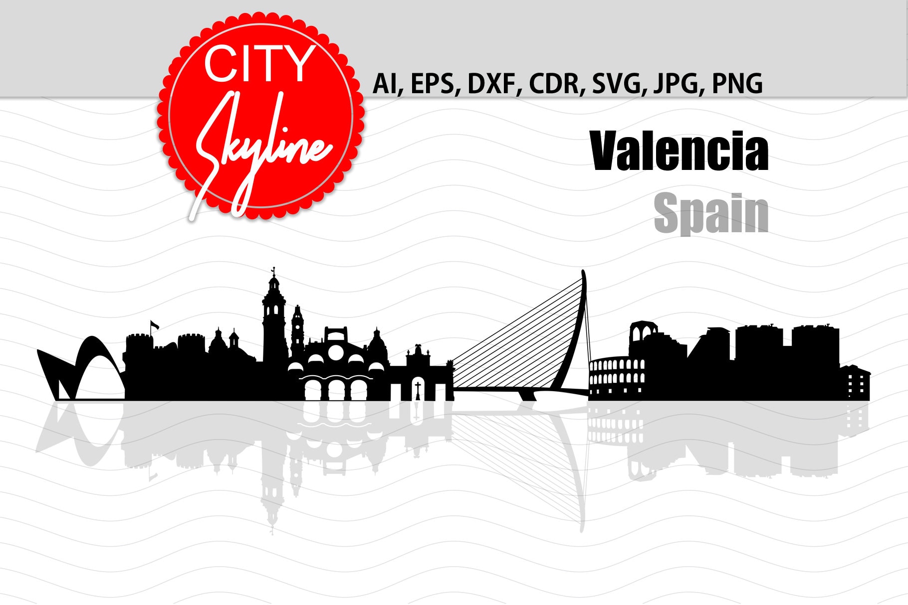 Valencia Skyline Vector Valencia SVG City Silhouette Spanje - Etsy ...