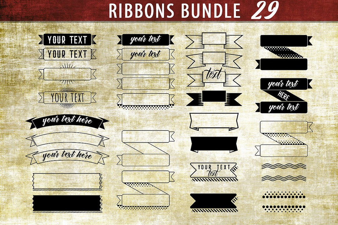 Ribbons Svg Bundle, Text Ribbons, 29 Text Ribbons, Ribbons Clip Art ...