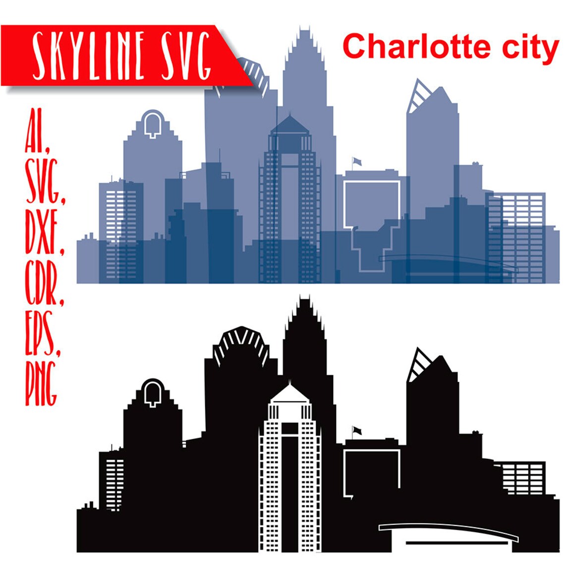 Charlotte City SVG North Carolina Vector Charlotte Vector | Etsy
