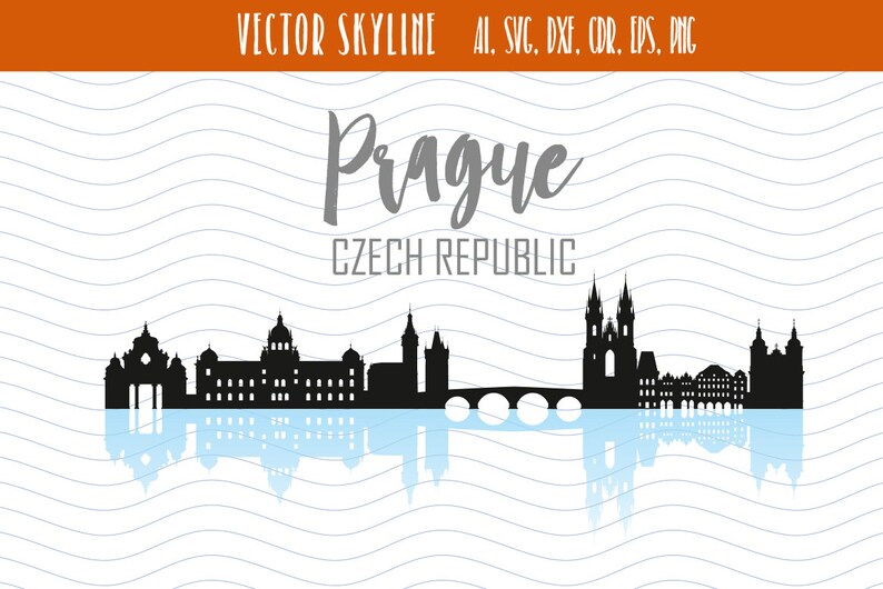 Prague SVG, Czech Republic City Vector Skyline, Prague Silhouette, Svg ...