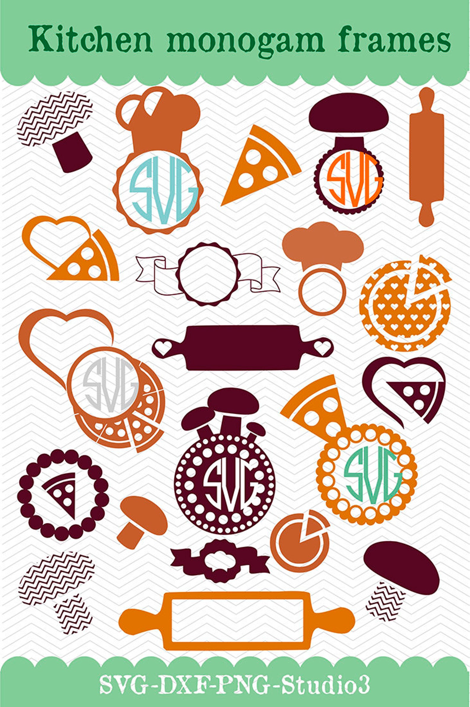 Kitchen SVG Cut Files Kitchen Svg Bundle Monogram Frames for - Etsy