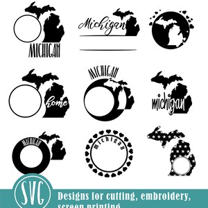 Michigan State Frame Monogram SVG Michigan Cut File Monogram - Etsy