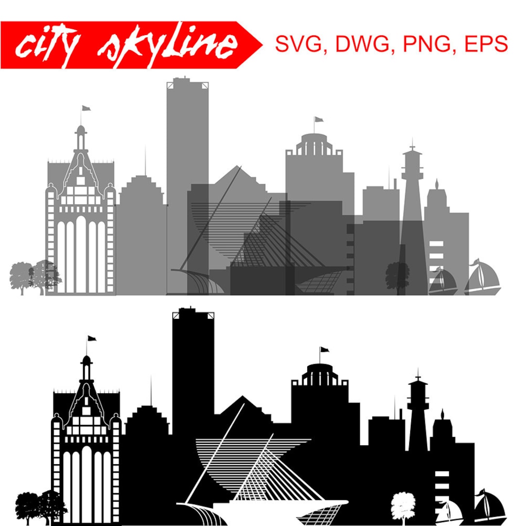 City of Milwaukee SVG, Milwaukee City Vector Skyline, Silhouette, Svg ...