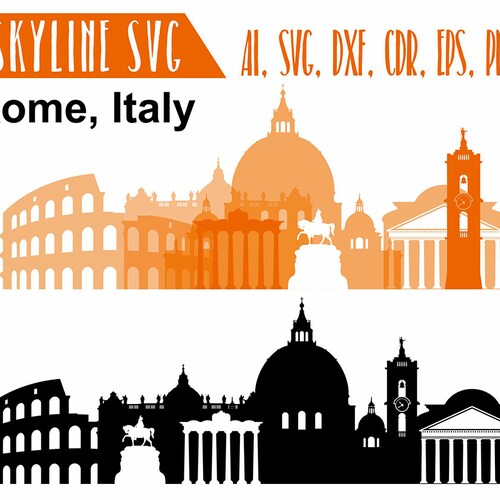 Rome SVG Italy Capital Vector Skyline Rome Landmarks - Etsy