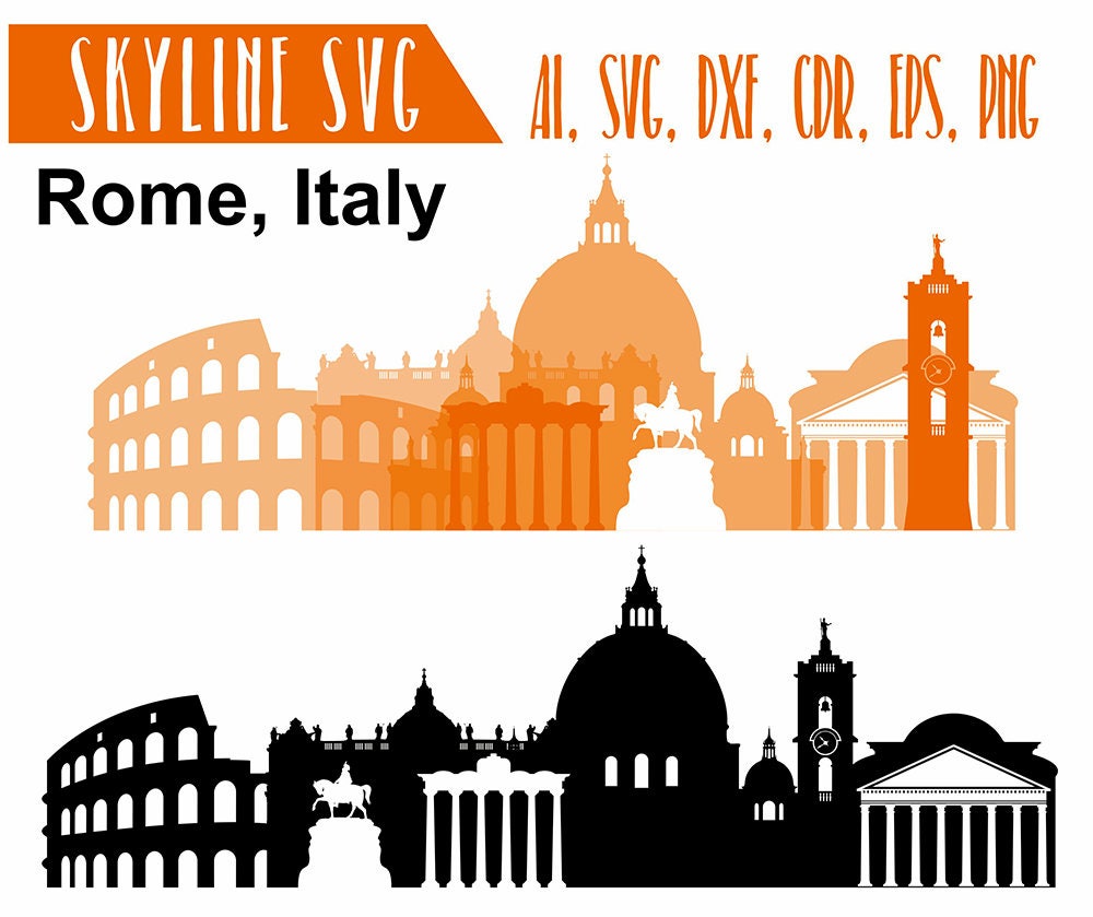 Rome SVG, Italy Capital Vector Skyline, Rome Landmarks Silhouette, Svg ...