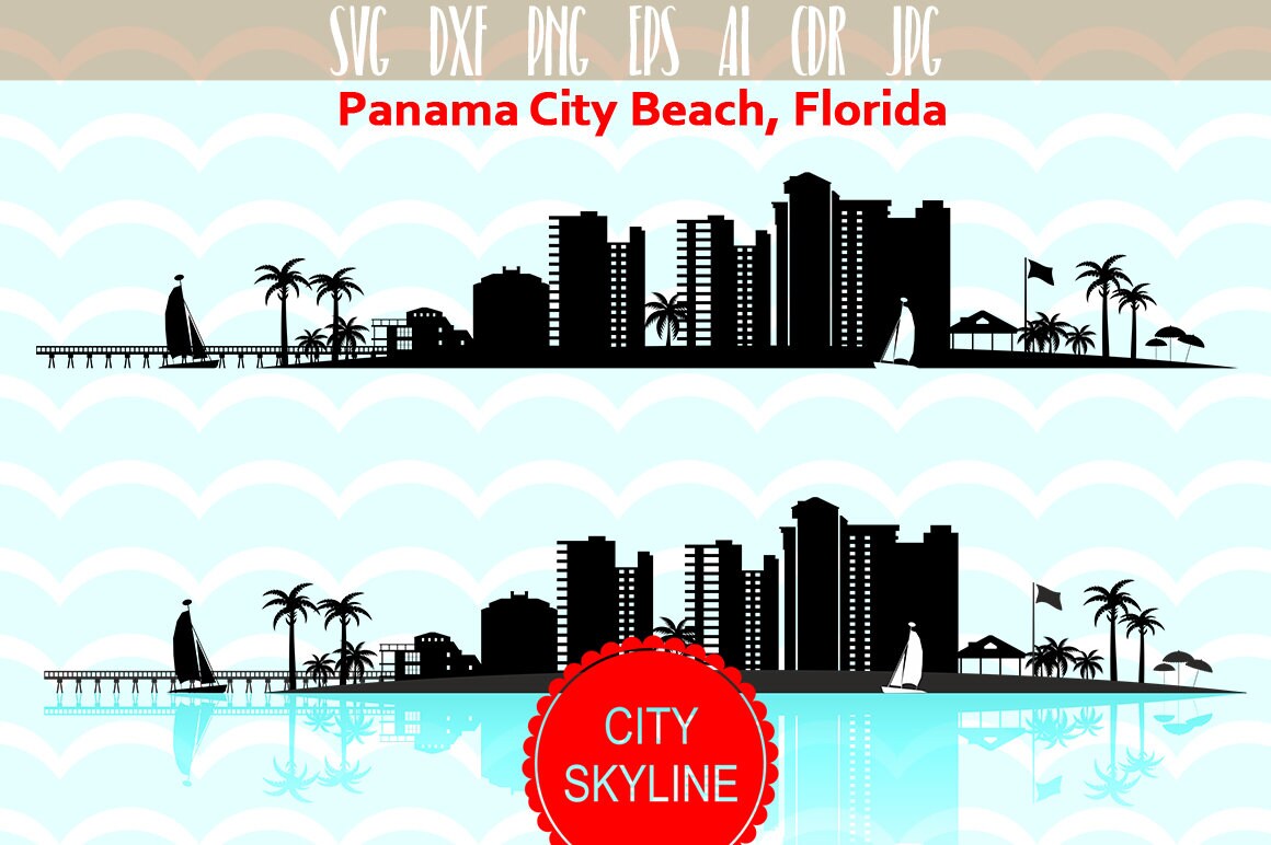 Panama City Beach SVG, Florida Vector Skyline, Silhouette, Svg, Dxf ...
