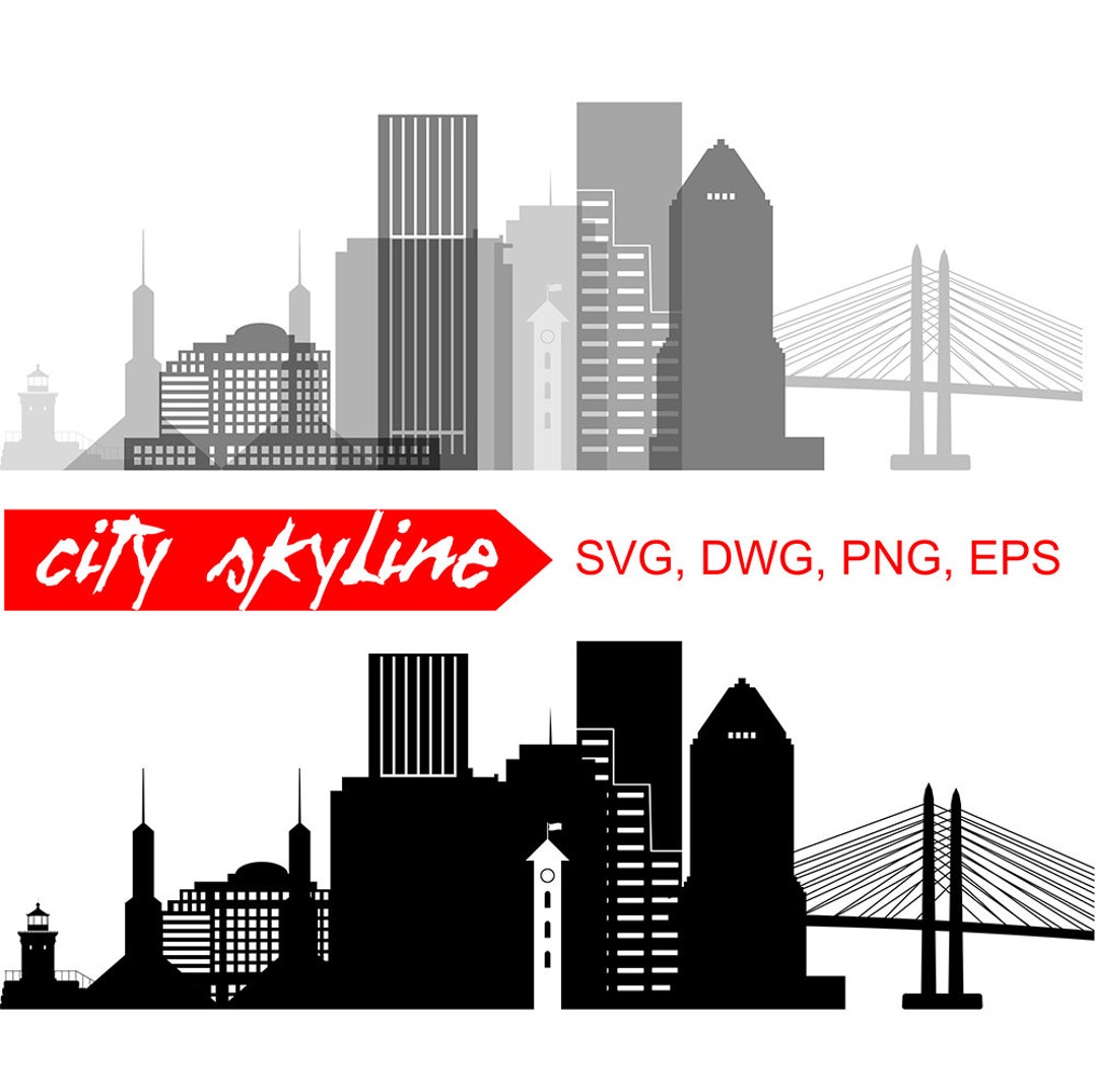 Portland SVG, Portland City Vector Skyline, Portland Silhouette, Svg ...
