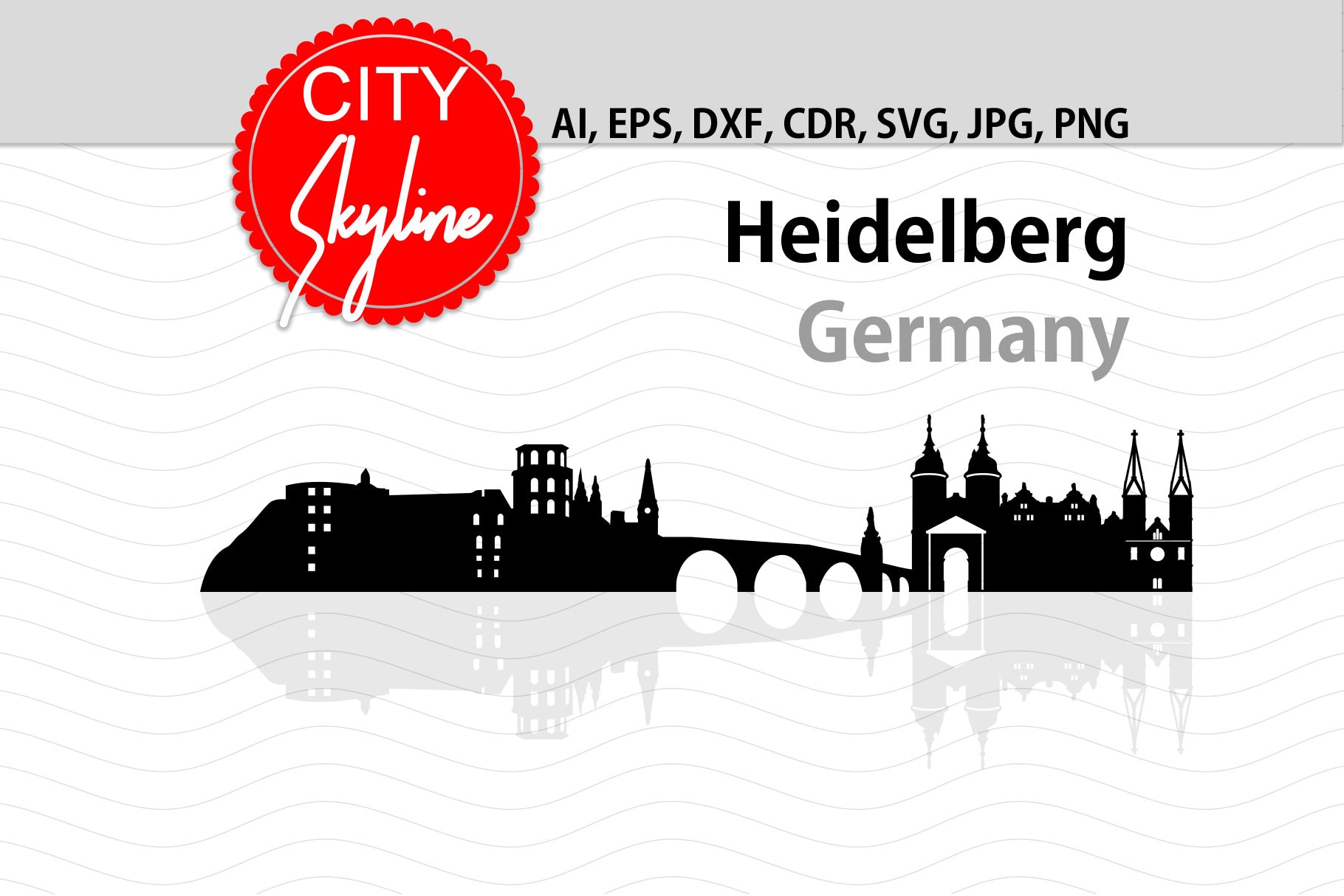 Heidelberg Vector Skyline Heidelberg SVG silueta Svg Dxf | Etsy