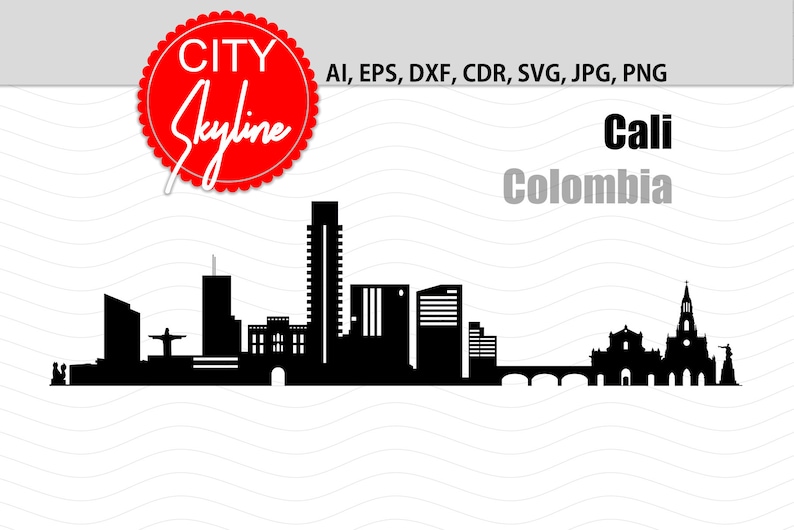 Cali Colombia City Skyline Vector Cali SVG City Silhouette | Etsy