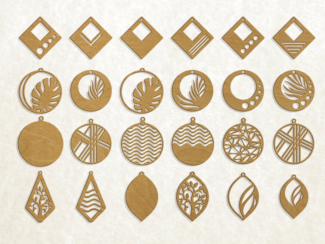 24 Stylish Wooden Earrings Design Collection - Digital Download ...