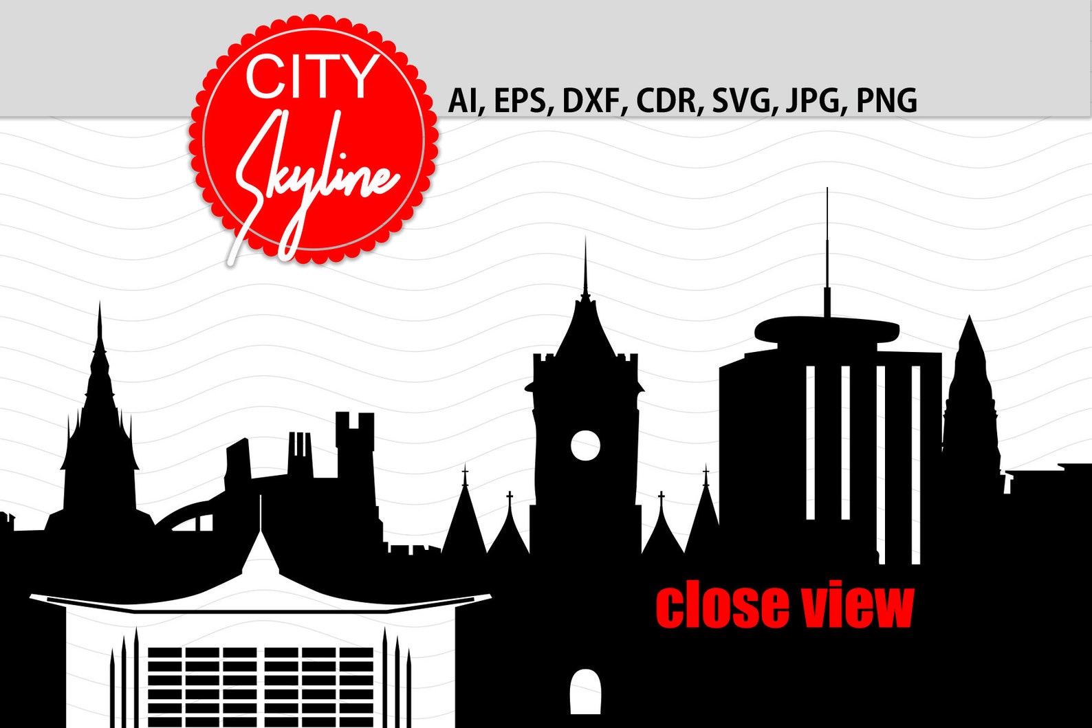 Cardiff Vector Skyline, Cardiff SVG, Silhouette, Svg, Dxf, Eps, Ai ...