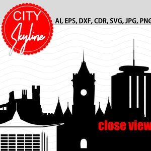 Cardiff Vector Skyline, Cardiff SVG, Silhouette, Svg, Dxf, Eps, Ai ...