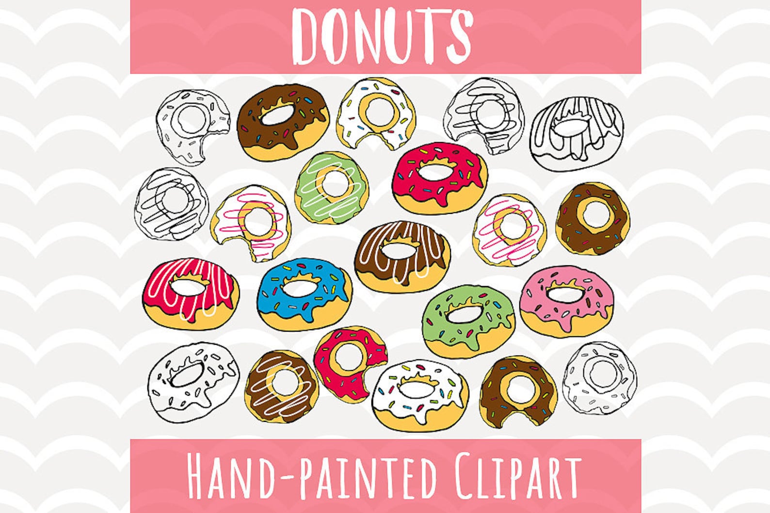 Donut Clipart Donut Clip Art Donuts Vector Illustration - Etsy