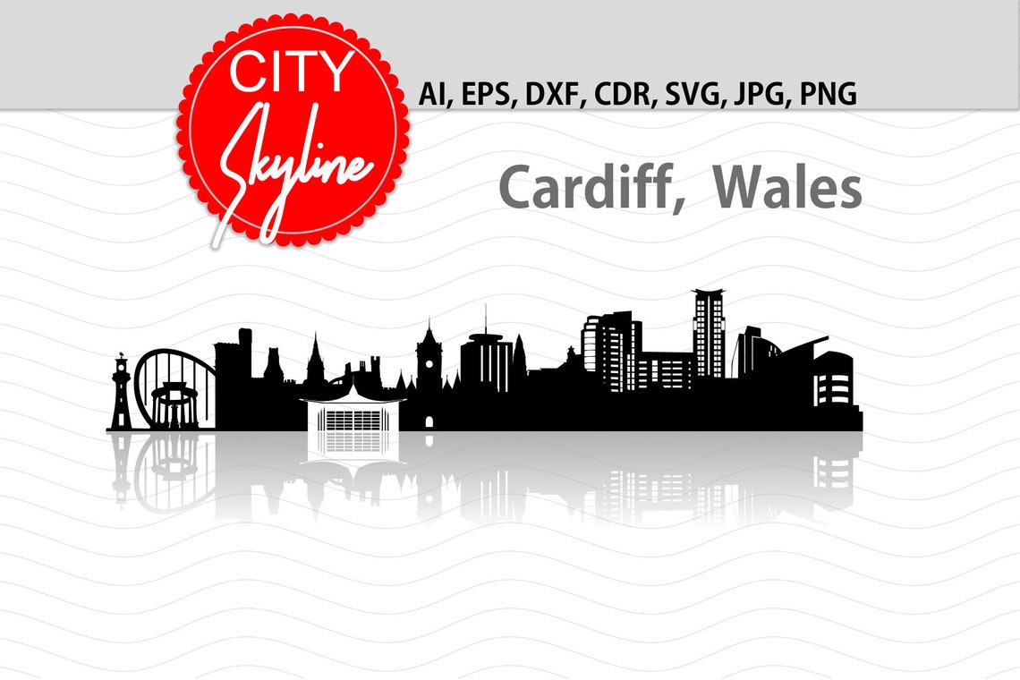 Cardiff Vector Skyline, Cardiff SVG, Silhouette, Svg, Dxf, Eps, Ai ...