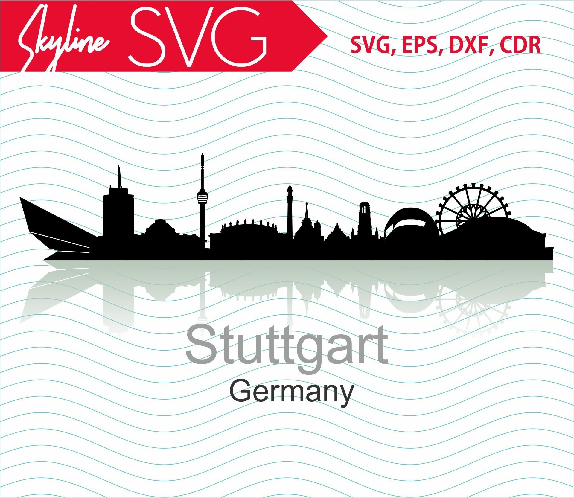 Stuttgart SVG, Stadt Stuttgart Vector Skyline, Deutschland City ...