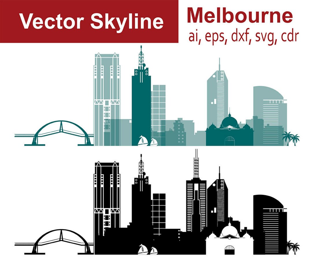 Melbourne SVG, Vector Skyline, Melbourne Silhouette, Svg, Dxf, Eps, Ai ...