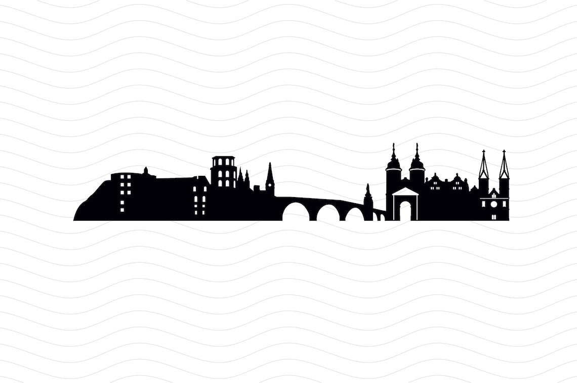 Heidelberg Vector Skyline, Heidelberg SVG, Silhouette, Svg, Dxf, Eps ...