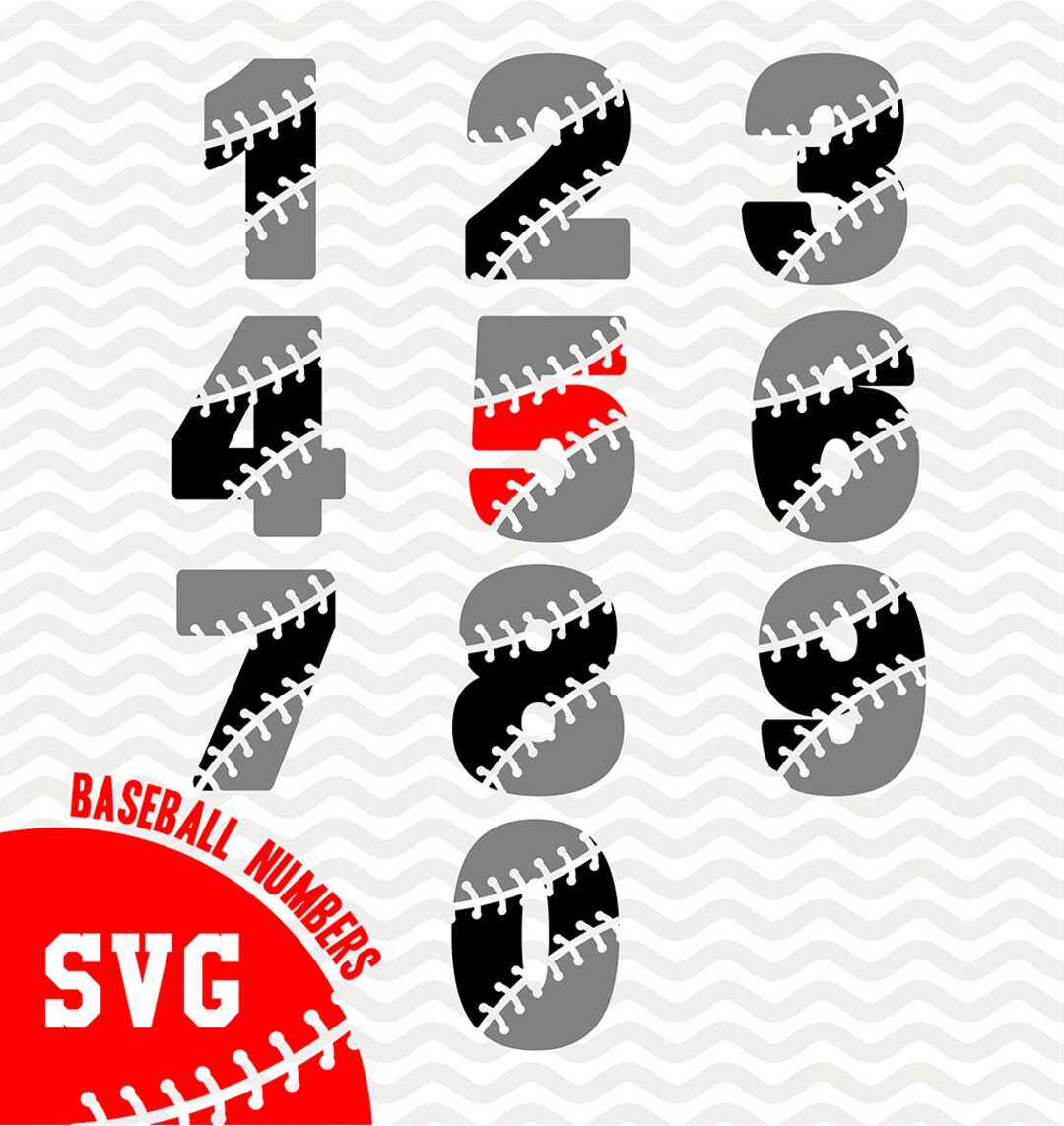 Baseball Numbers SVG, Digital Cut File for Cameo and Cricut, Sport ...