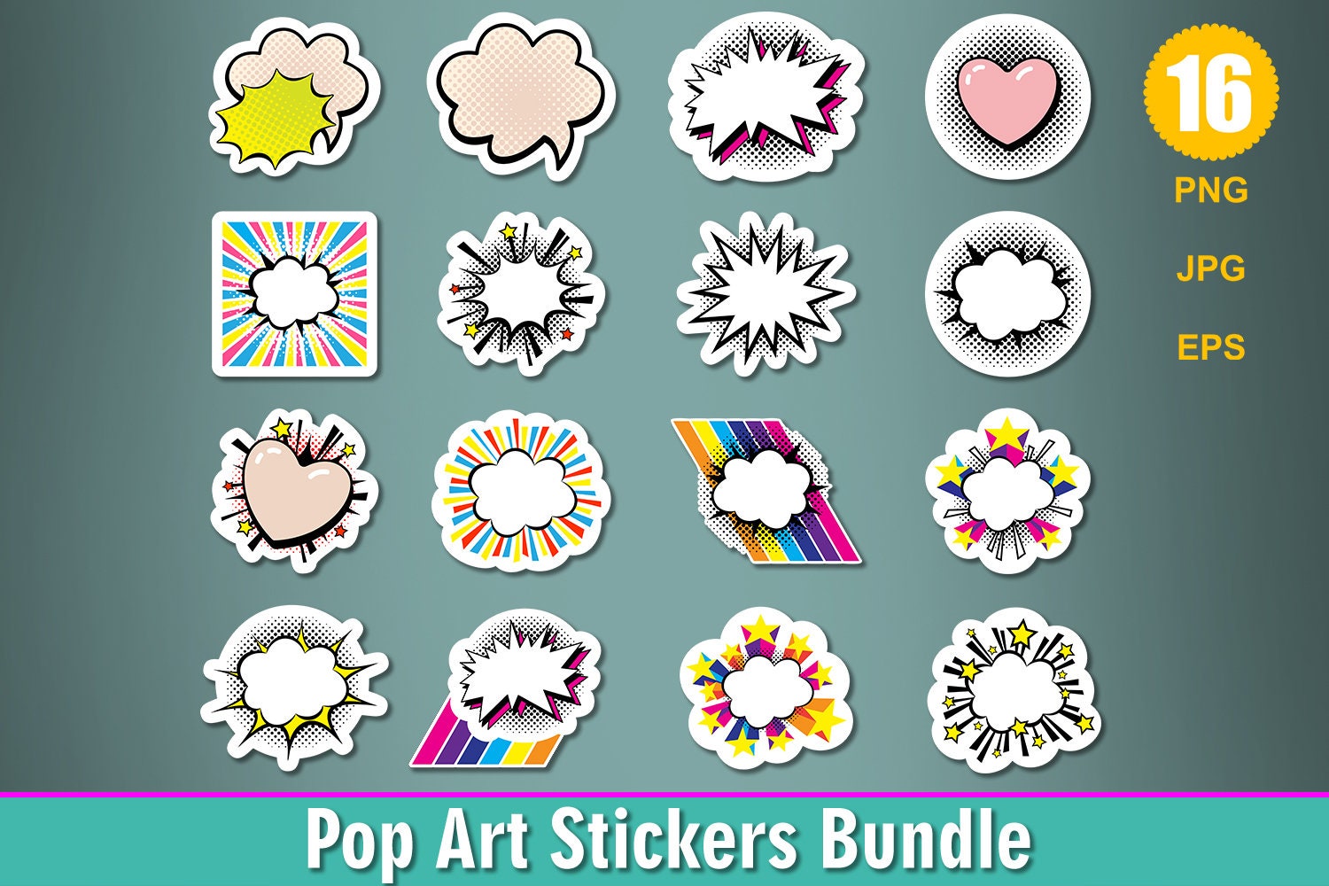 Pop Art Stickers Bundle Back to the 80s Retro Printable and - Etsy