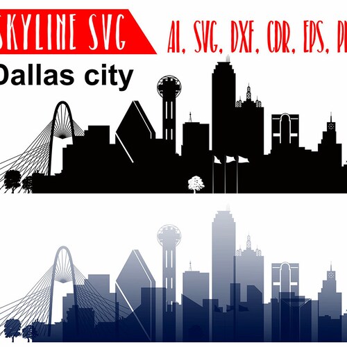 Dallas Vector Skyline Dallas SVG Silhouette Svg Dxf Eps - Etsy