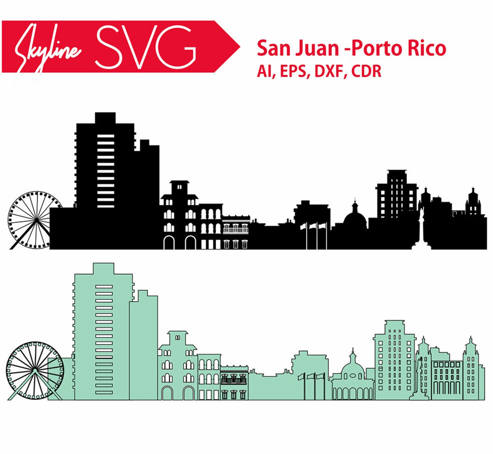 San Juan SVG San Juan City Vector Skyline Puerto Rico - Etsy