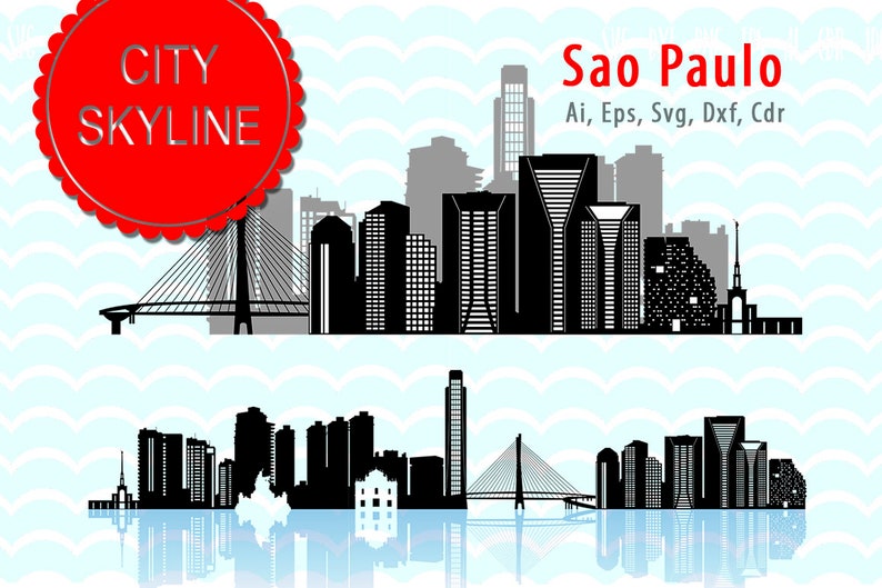 Sao Paulo Vector Skyline, Sao Paulo Svg, Brazil City Silhouette, Sao ...