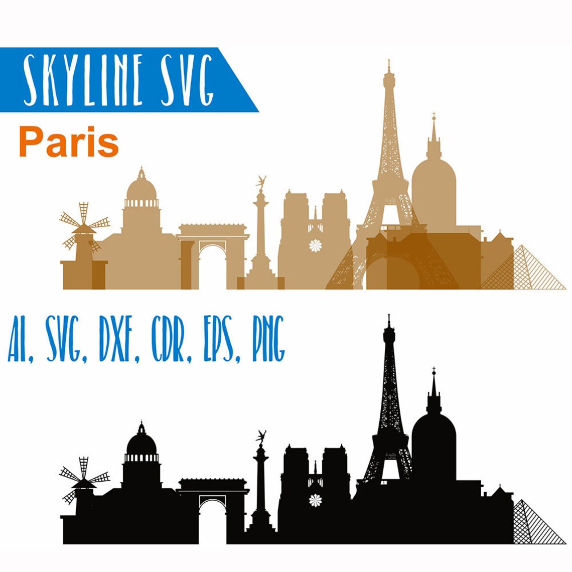 Paris SVG France Vector Silhouette Svg Dxf Eps Ai Cdr - Etsy