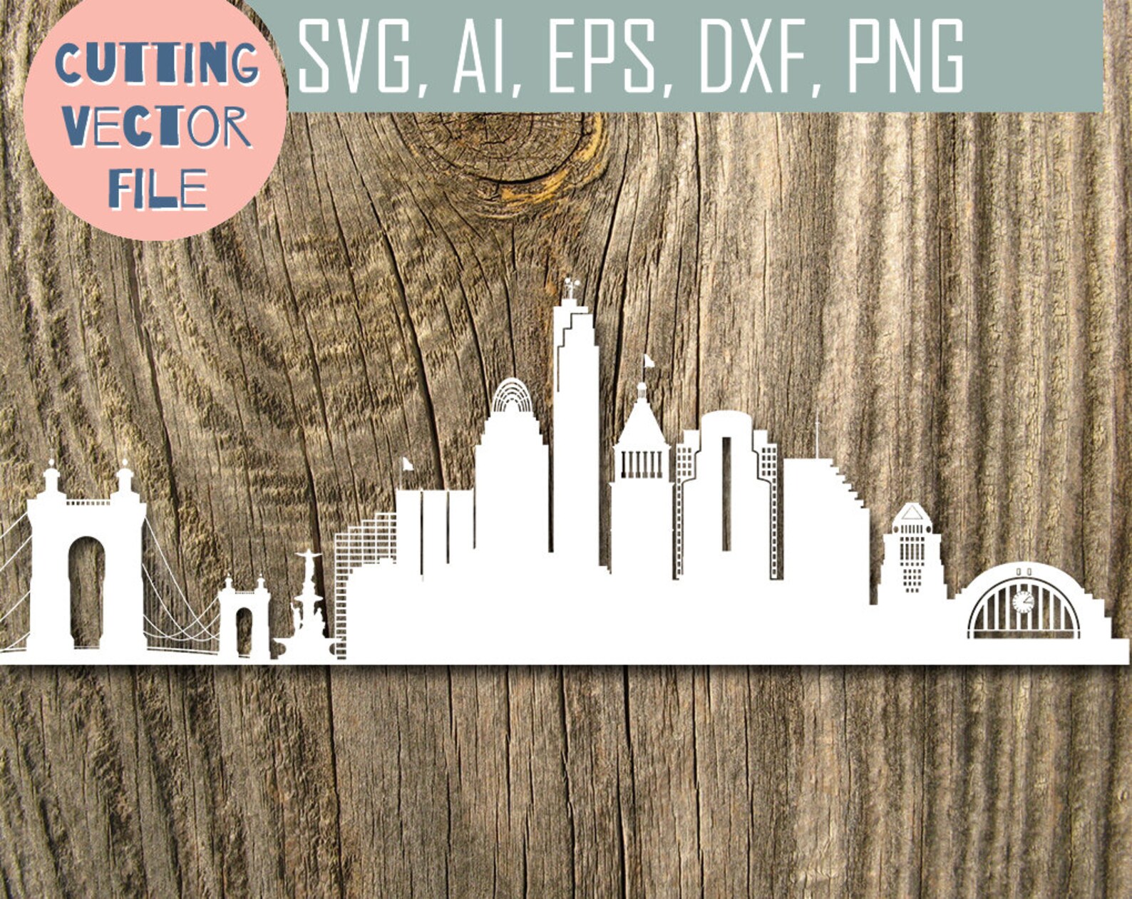 Cincinnati SVG, Ohio City Vector Skyline, Cincinnati Silhouette, Svg ...