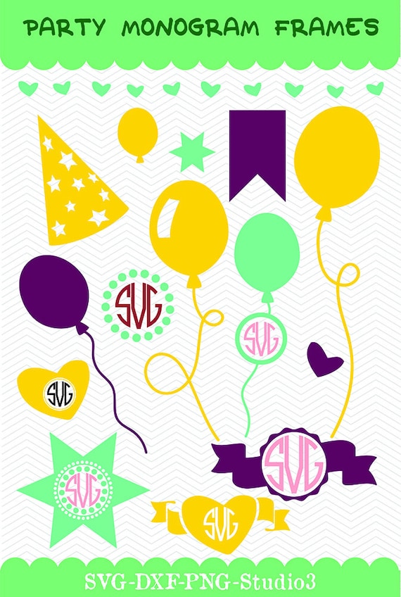 Party SVG Cut Files Monogram Frames for Cut Machines - Etsy