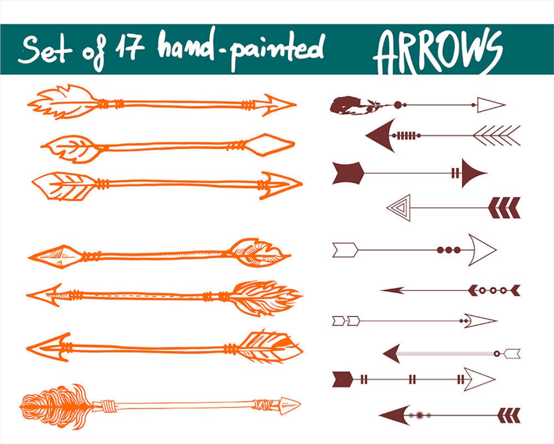 Hand Painted Arrows, Vector Arrows Clip Art. Svg, Ai, Eps, Dxf, Dwg ...