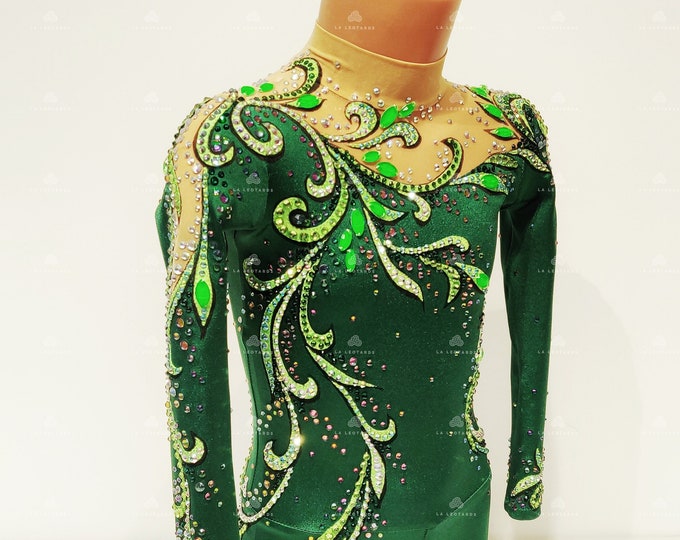 Forest Green Competition Gymnastics Unitard, Acro Costume, Roller ...