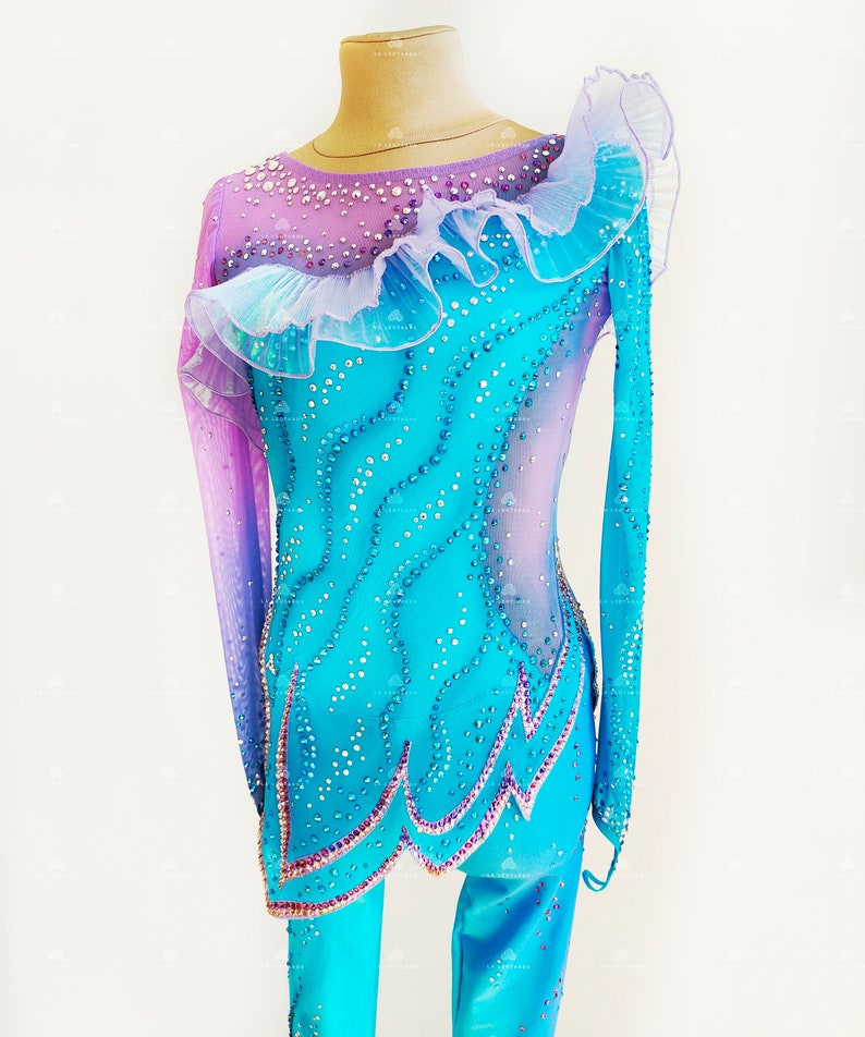 Blue Dragon Figure Skating Unitard, Acro Costume, Roller Skating , Show ...