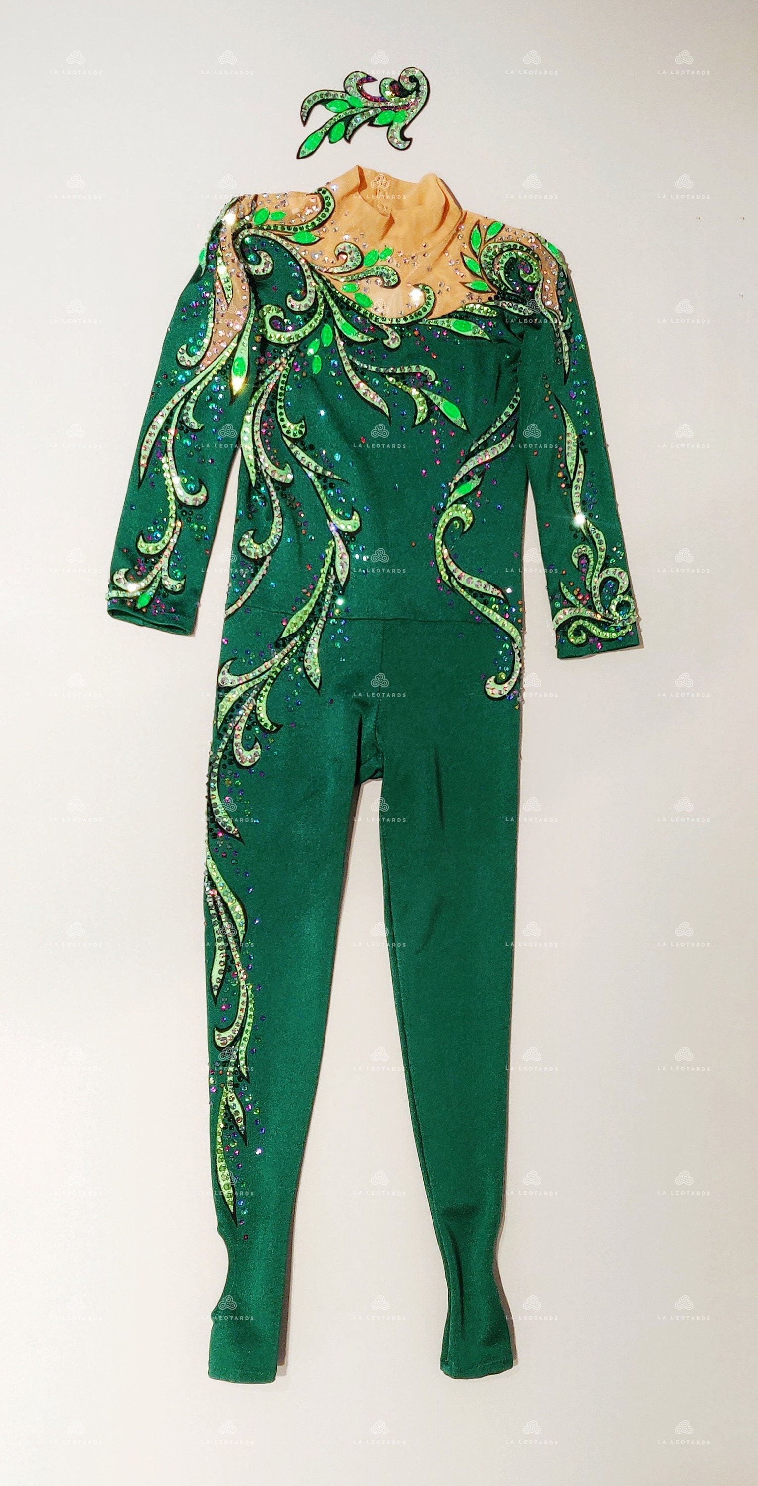 Forest Green Competition Gymnastics Unitard, Acro Costume, Roller ...