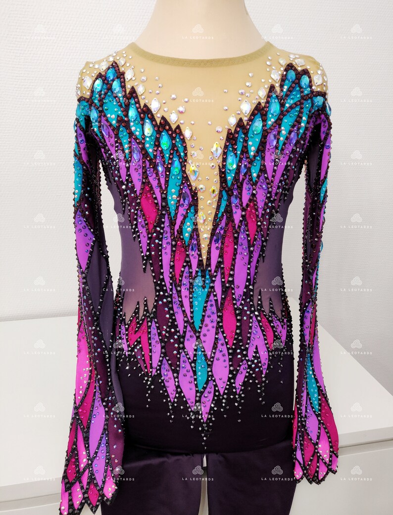 Multicolor Elegant Rhythmic Gymnastic Unitard, Acro Costume, Roller ...