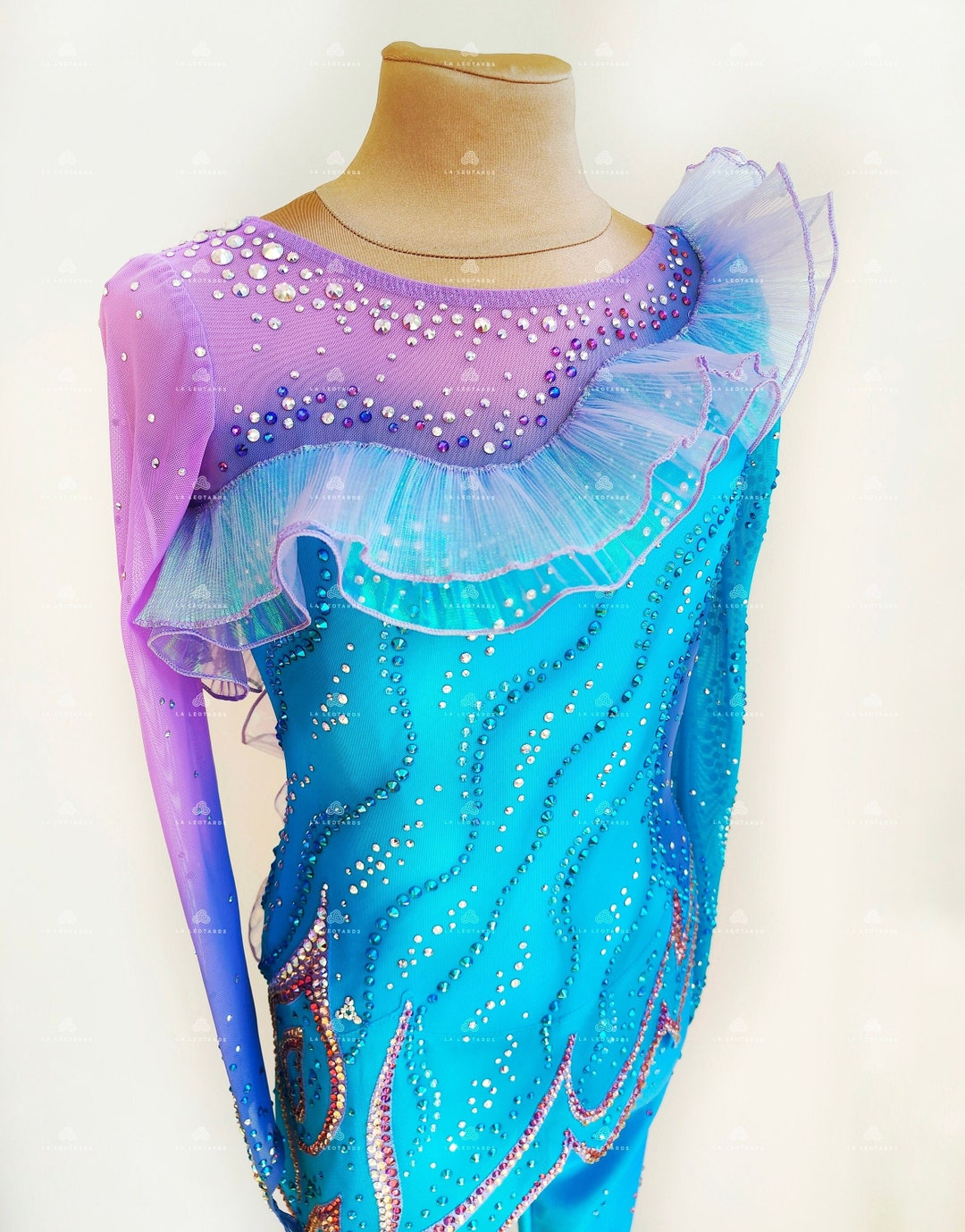 Blue Dragon Figure Skating Unitard, Acro Costume, Roller Skating , Show ...