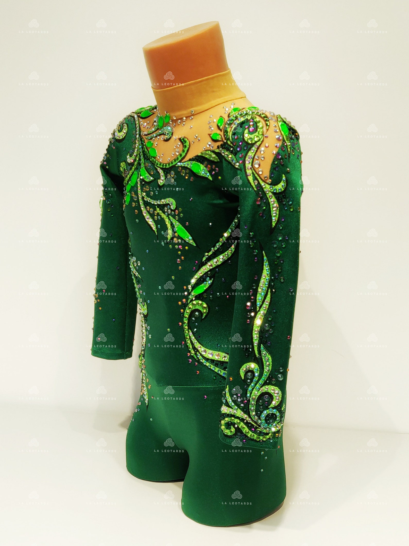 Forest Green Competition Gymnastics Unitard, Acro Costume, Roller ...