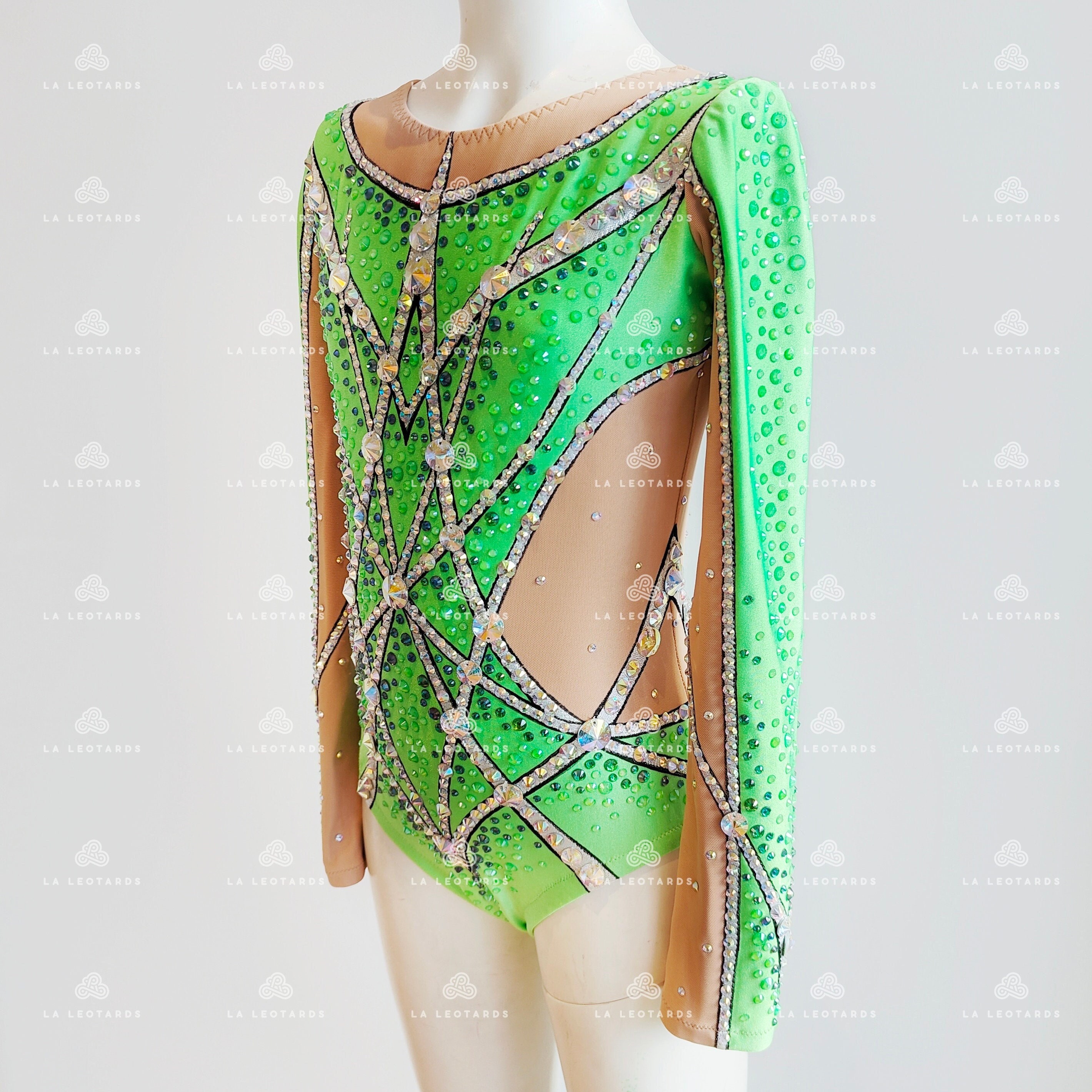 Bright Green Aerobic Gymnastics Leotard, Acro Costume, Roller-skating ...
