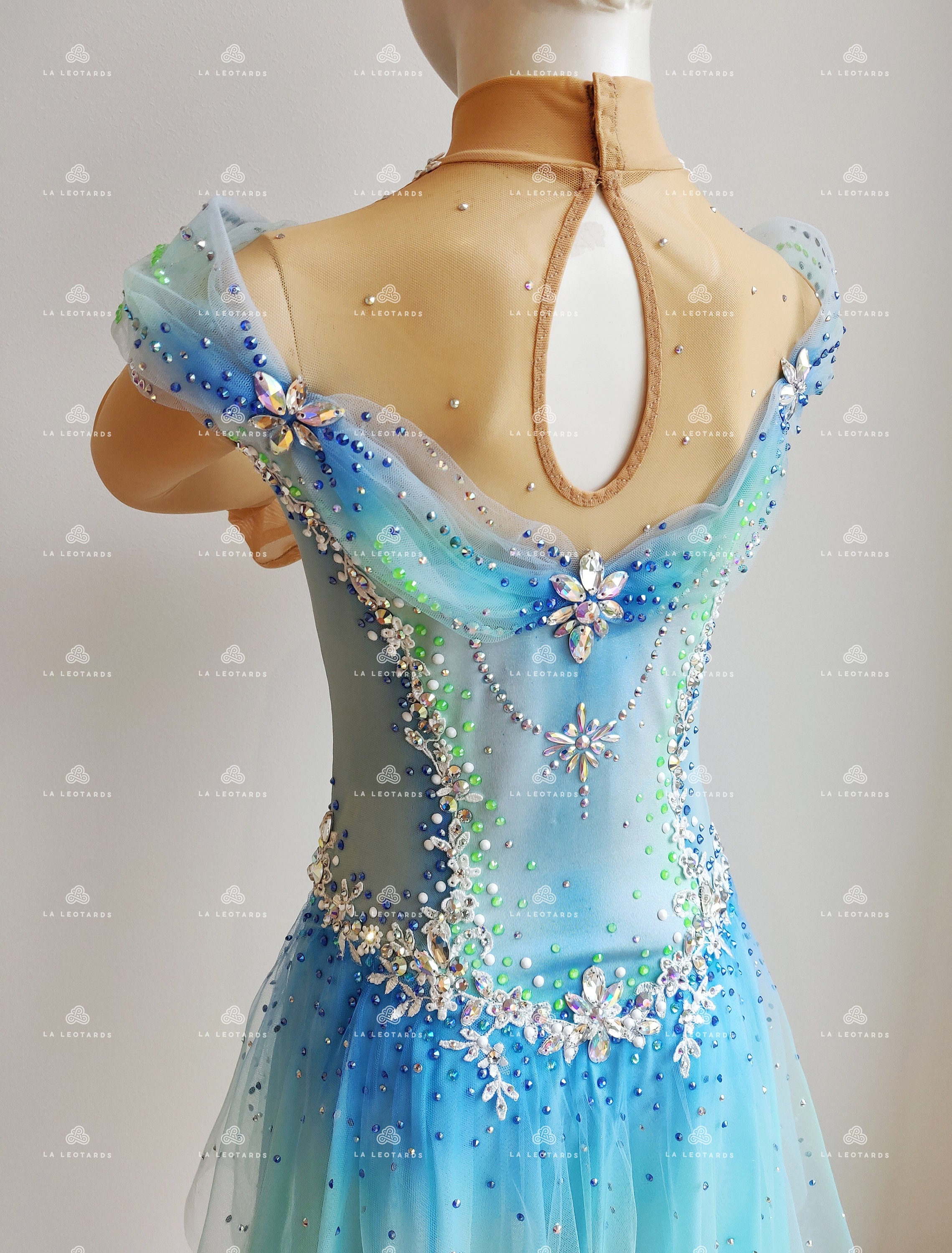 Light Blue Cinderella Figure Skating Dress, Roller Skating Dress, Show ...