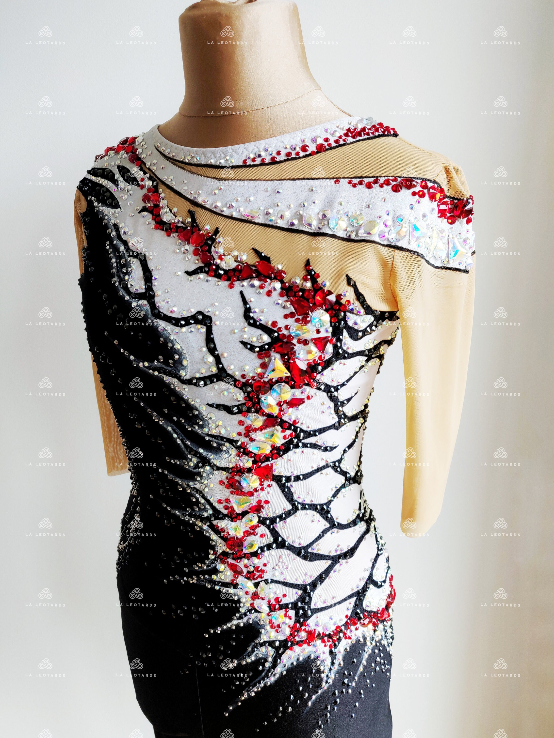 Black and White Competition Gymnastics Unitard, Acro Costume, Roller ...