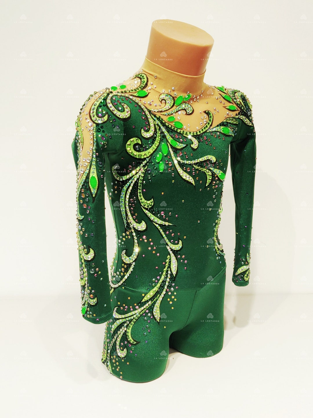 Forest Green Competition Gymnastics Unitard, Acro Costume, Roller ...