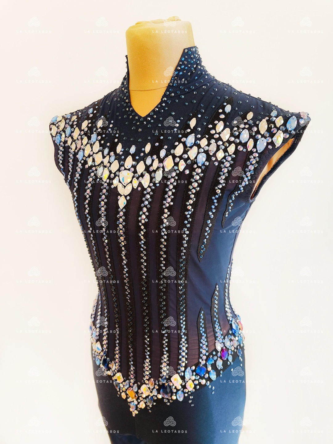 Dark Blue Competition Gymnastics Unitard, Acro Costume, Roller Skating ...