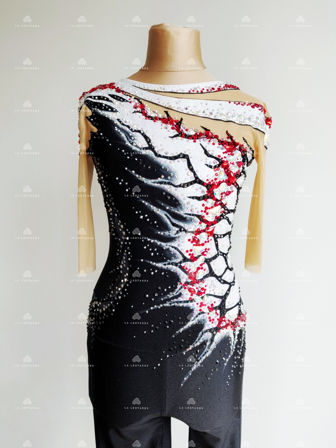 Black and White Competition Gymnastics Unitard, Acro Costume, Roller ...