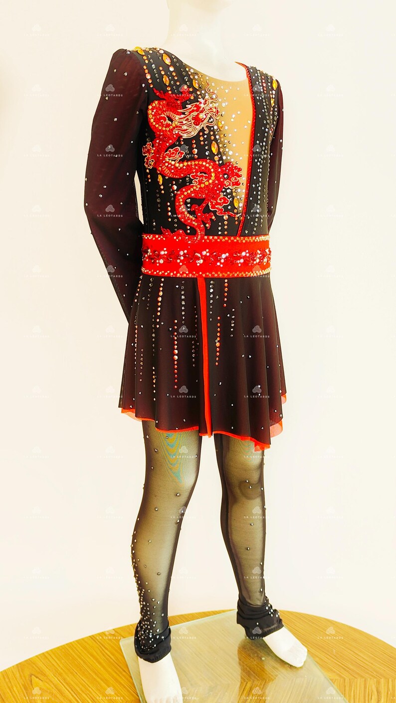 Chinese Dragon Figure Skating Dress: Rhinestone Show Costume - Etsy