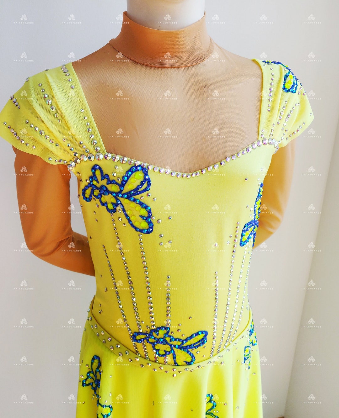 Bright Yellow Figure Skating Dress, Roller Skating Dress, Show Dance ...