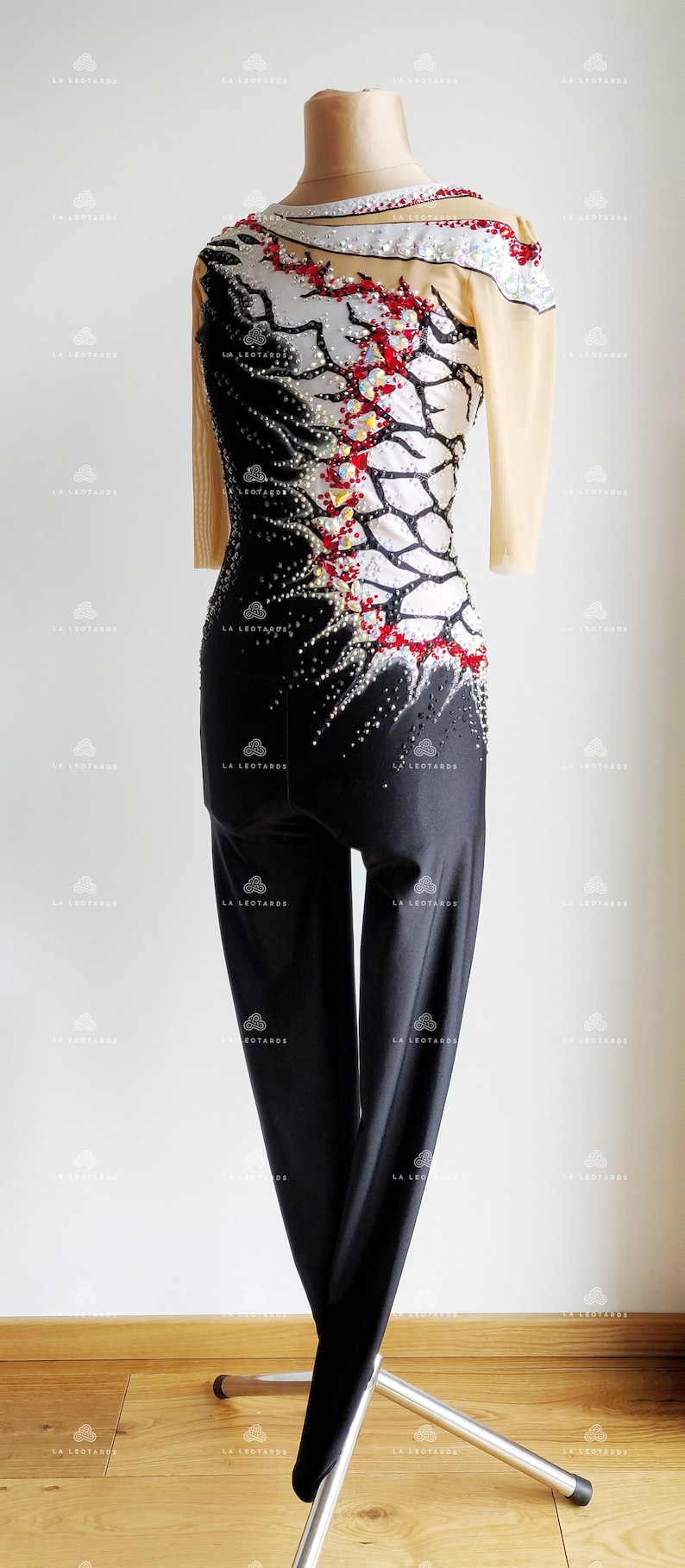 Black and White Competition Gymnastics Unitard, Acro Costume, Roller ...
