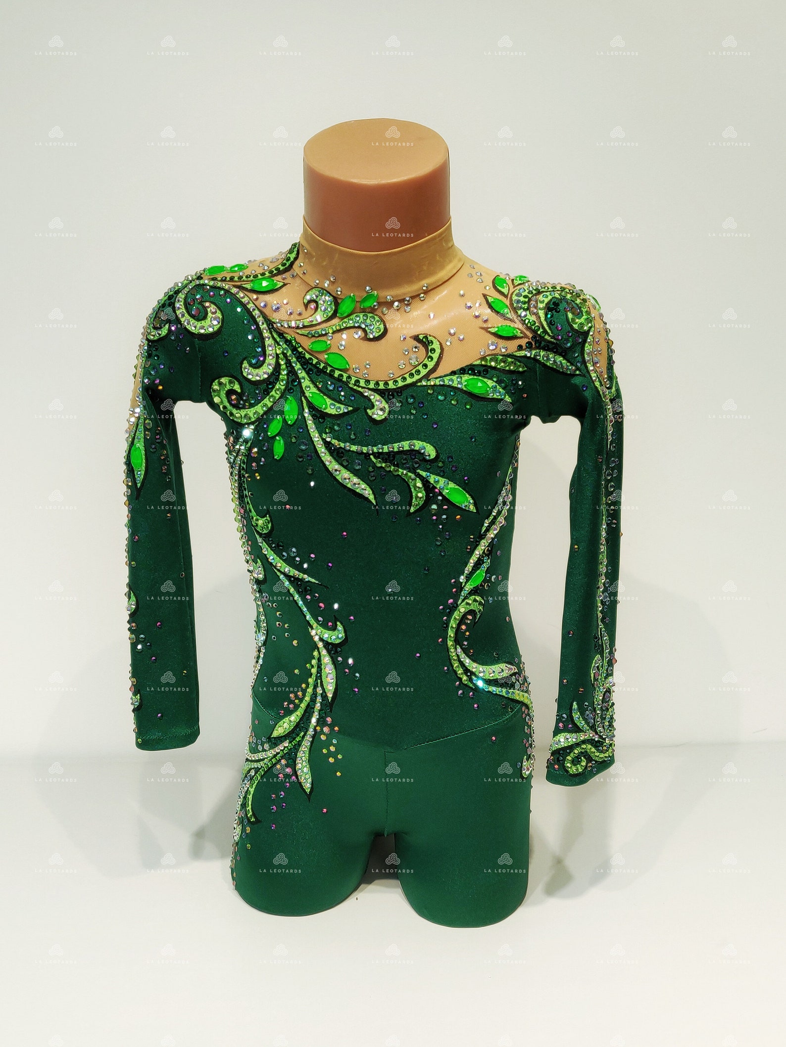 Forest Green Competition Gymnastics Unitard, Acro Costume, Roller ...